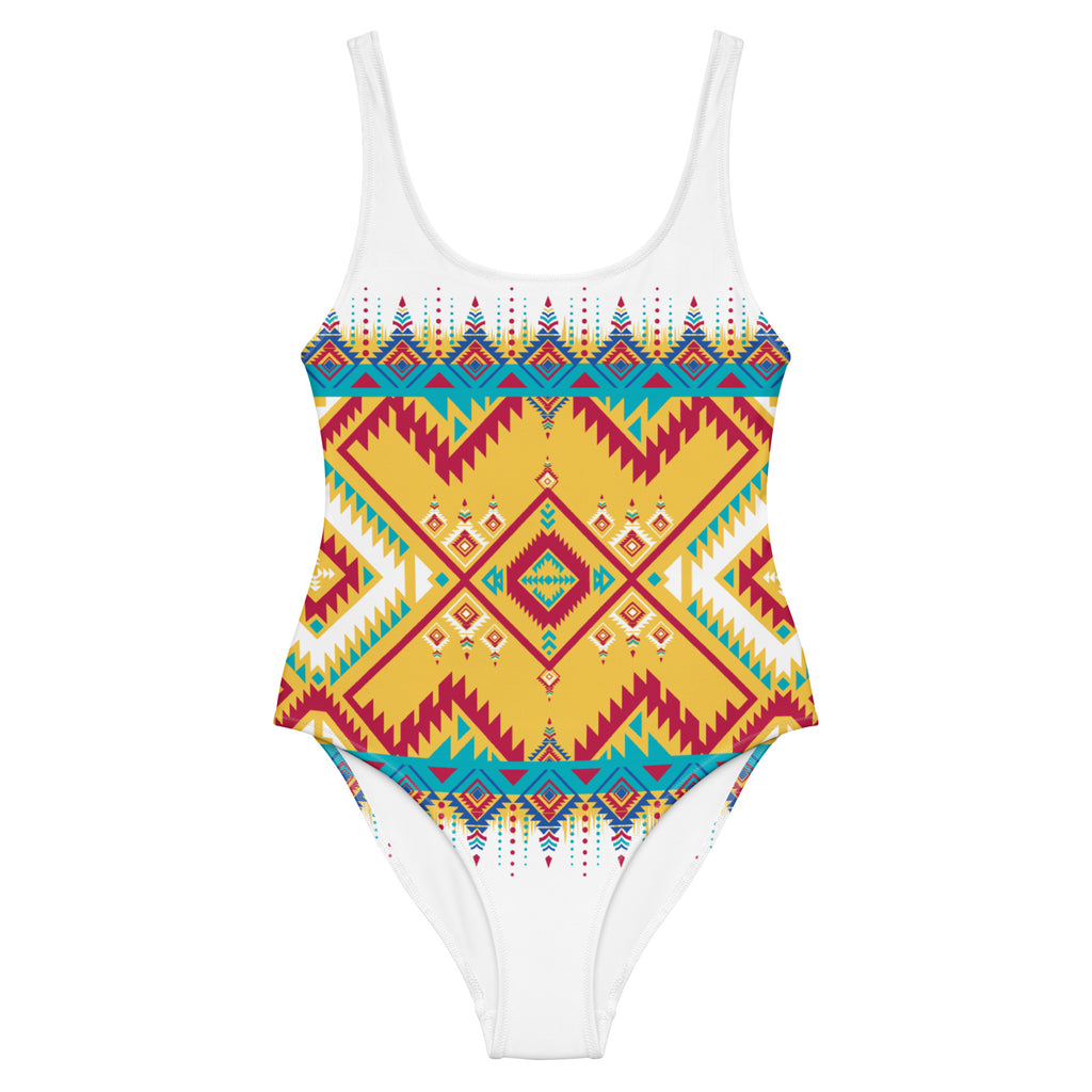Traditional Geometric Pattern One-Piece Swimsuit – Latina Rocks